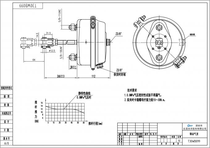 64mm Stroke Single Diaphragm Type 30 Service Brake Chamber