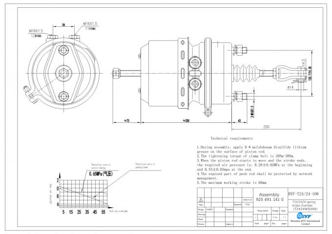 Type 2424 Brake Chamber OEM 9254911410 60mm Stroke For Drum Brakes